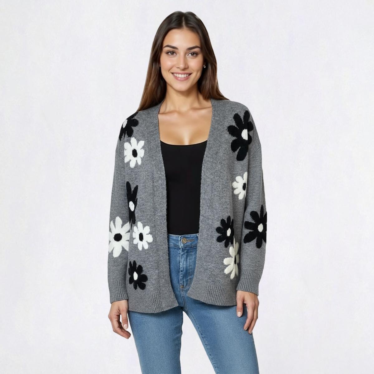 Click here for Womens Hanna & Gracie Long Sleeve Floral Open Fron... prices